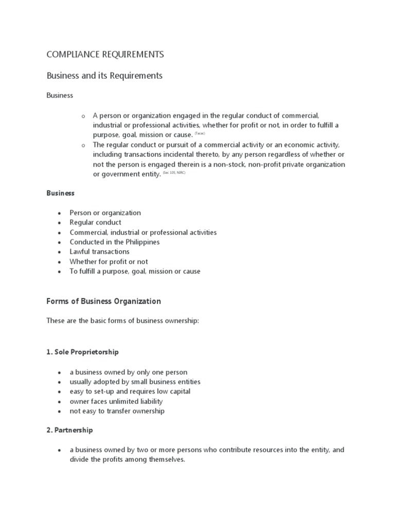 Compliance Requirements Business and Its Requirements | PDF | Invoice ...