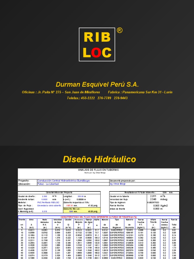 Diseño Rib Loc | PDF | Tubería (transporte de fluidos) | Ingeniería Química