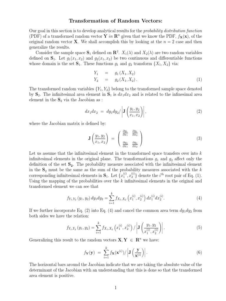Transformation of Random Vectors | PDF | Probability Density Function ...