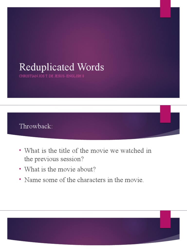 Reduplicated Words | PDF | Rhyme | Word
