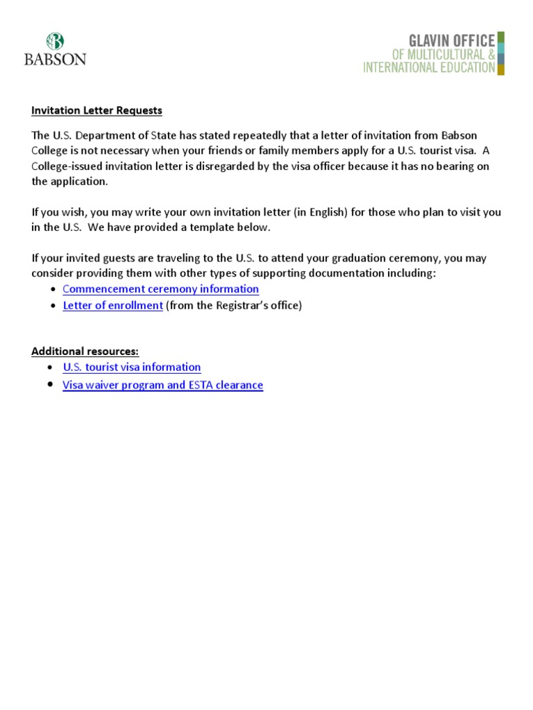 Graduation Visa Invitation Letter Template | PDF | Social Science
