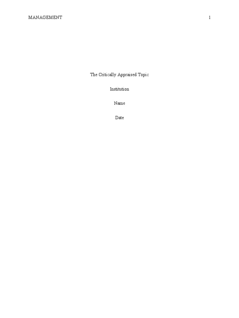 The Critically Appraised Topic - Edited | PDF | Project Management ...