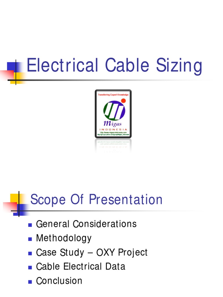 Electrical Cable Sizing Presentation | PDF | Insulator (Electricity ...