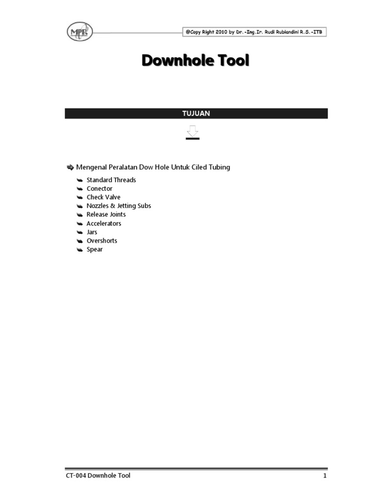 CT-004 Downhole Tool | PDF