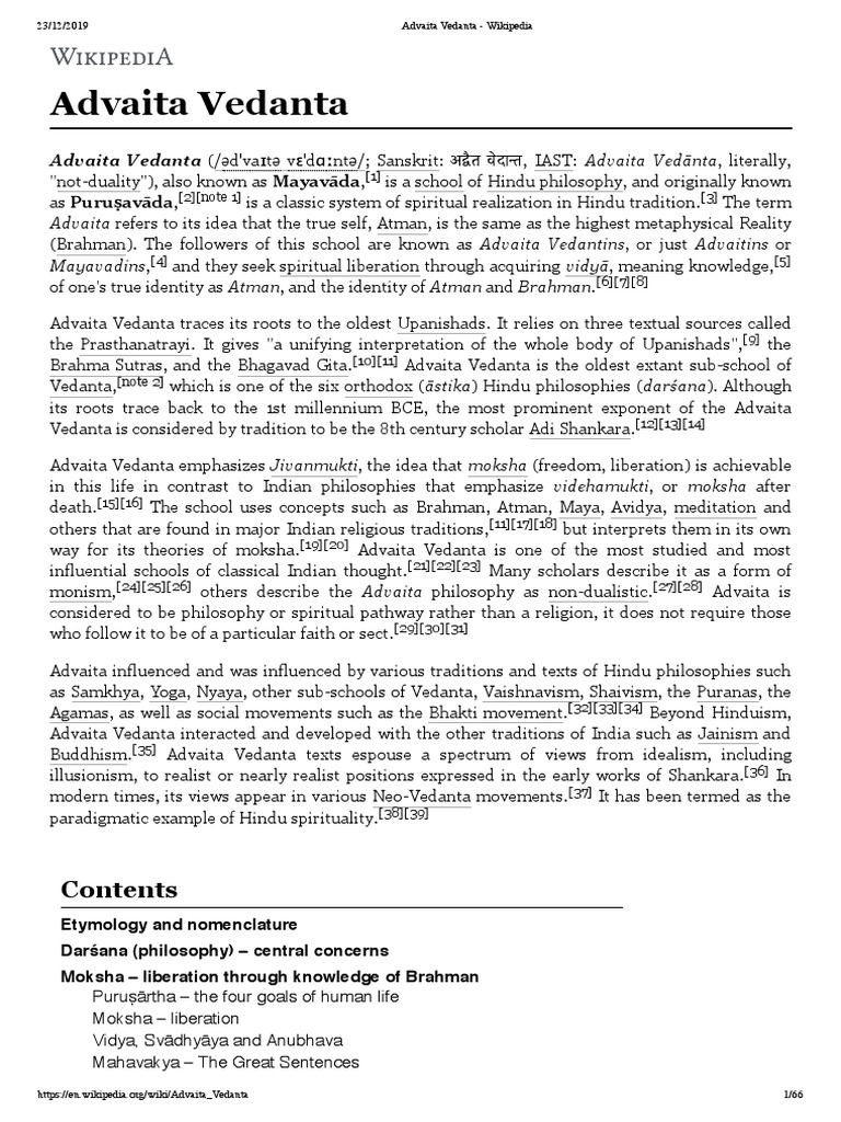 Advaita Vedanta | PDF | Advaita Vedanta | Ātman (Hinduism)