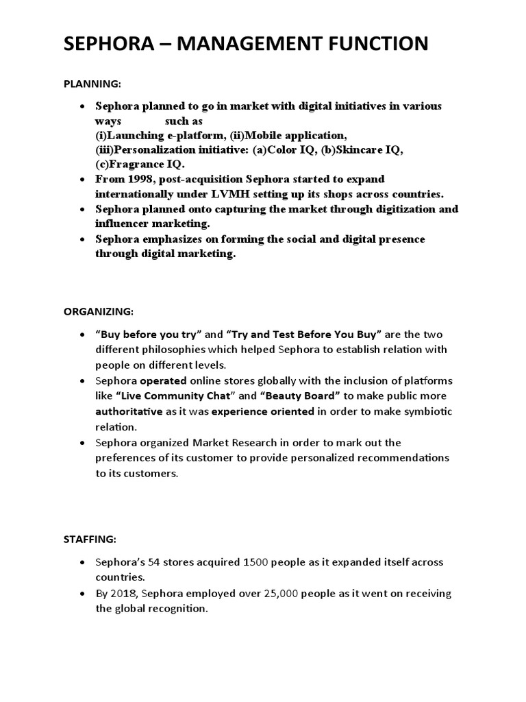Sephora - Management Function | PDF | Information Technology | Computing