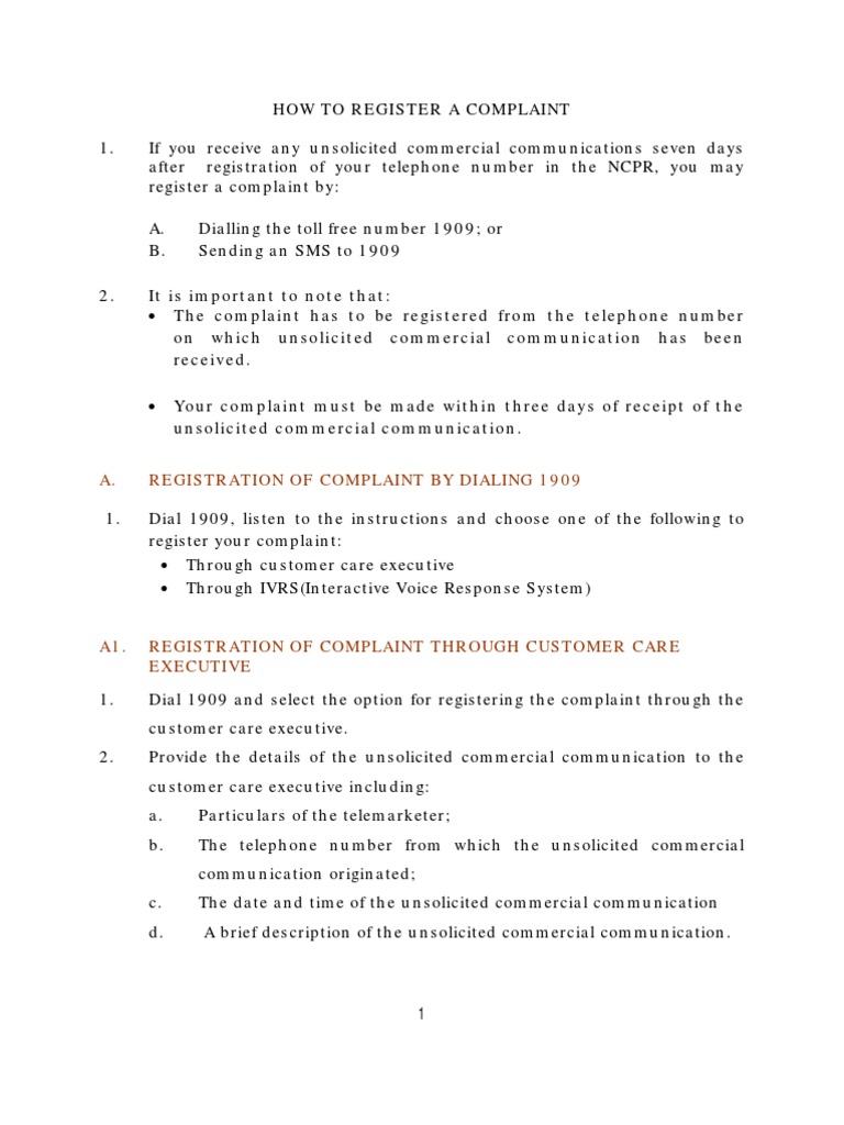 How To Register Complaint | PDF | Oral Communication | Electronics