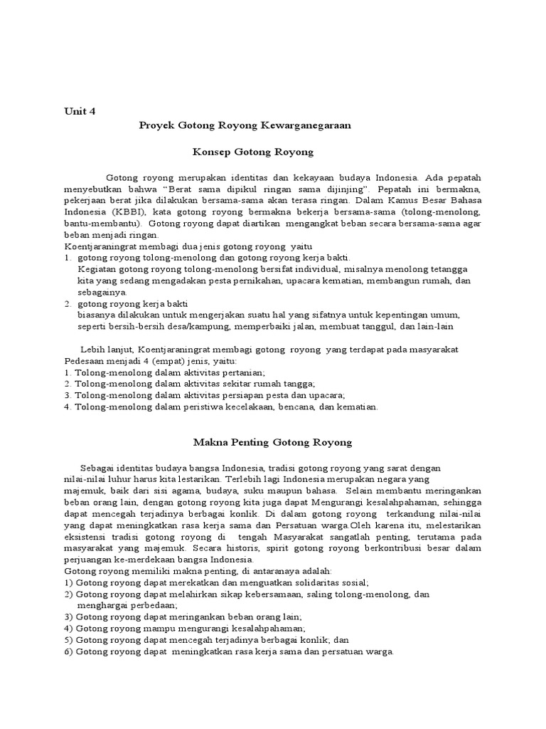 Unit 4.docx Gotong Royong | PDF