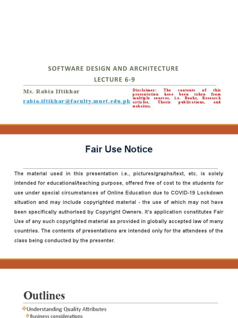 Software Design and Architecture Lecture 6-9: Ms. Rabia Iftikhar | PDF | Computer Engineering ...