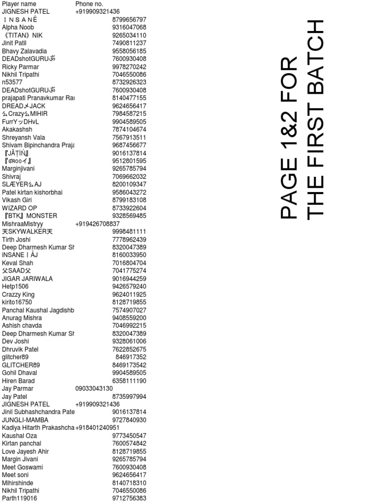 BGMI Solo Batch Lists. | PDF