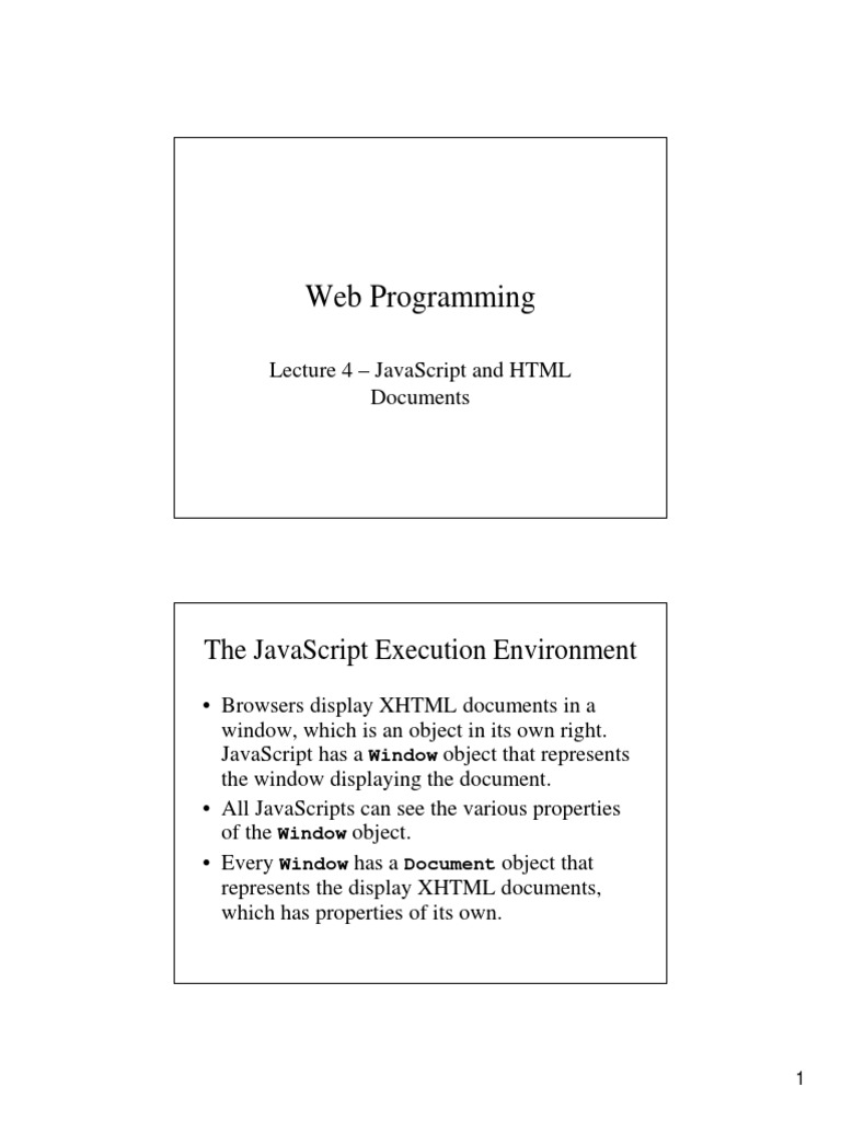 Lecture 4 Javascript And Html Docs Pdf Document Object Model Html