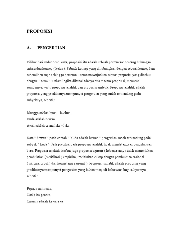 Proposisi, Oposisi, Dan Pernyataan Yang Sama | PDF