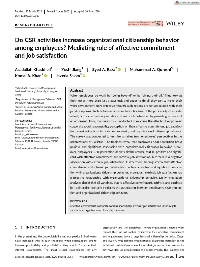 Do CSR Activities Increase Organizational Citizenship Behavior Among ...