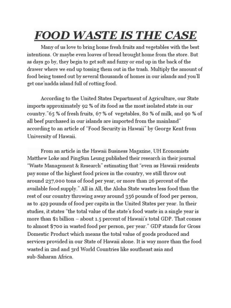 Food Waste Is The Case | PDF