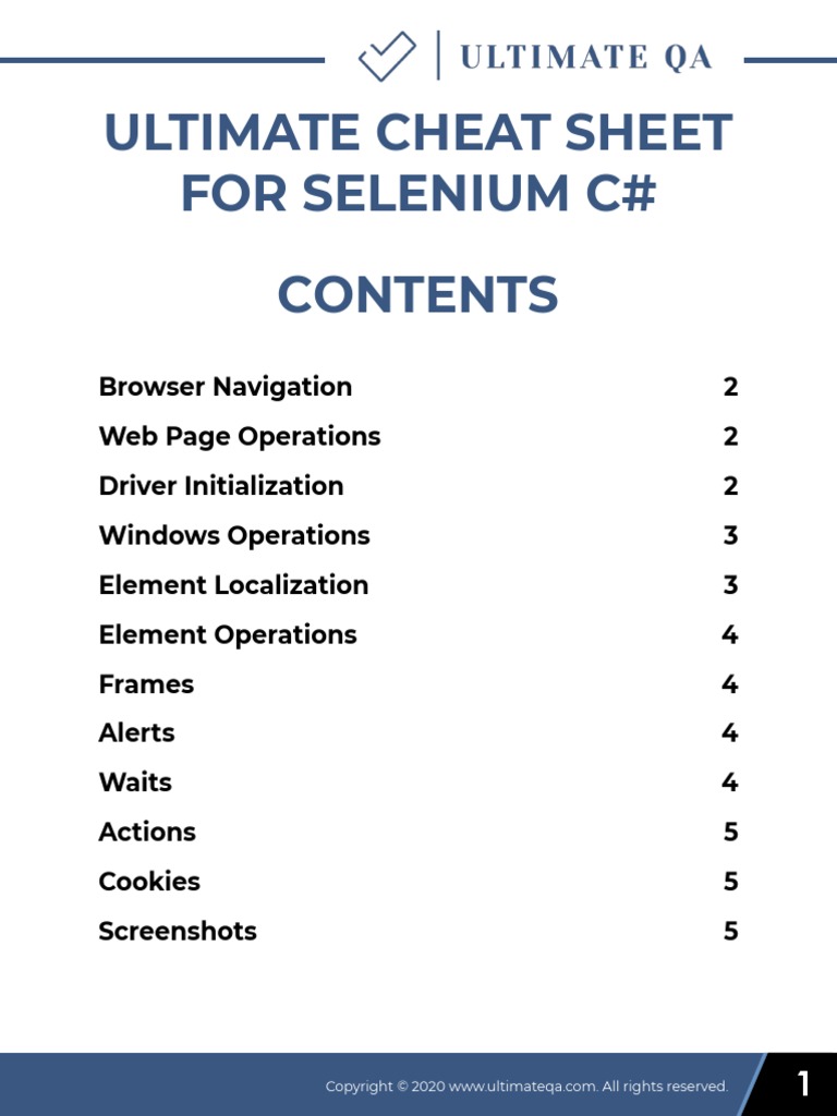 Ultimate Cheat Sheet For Selenium C# | PDF | Selenium (Software ...