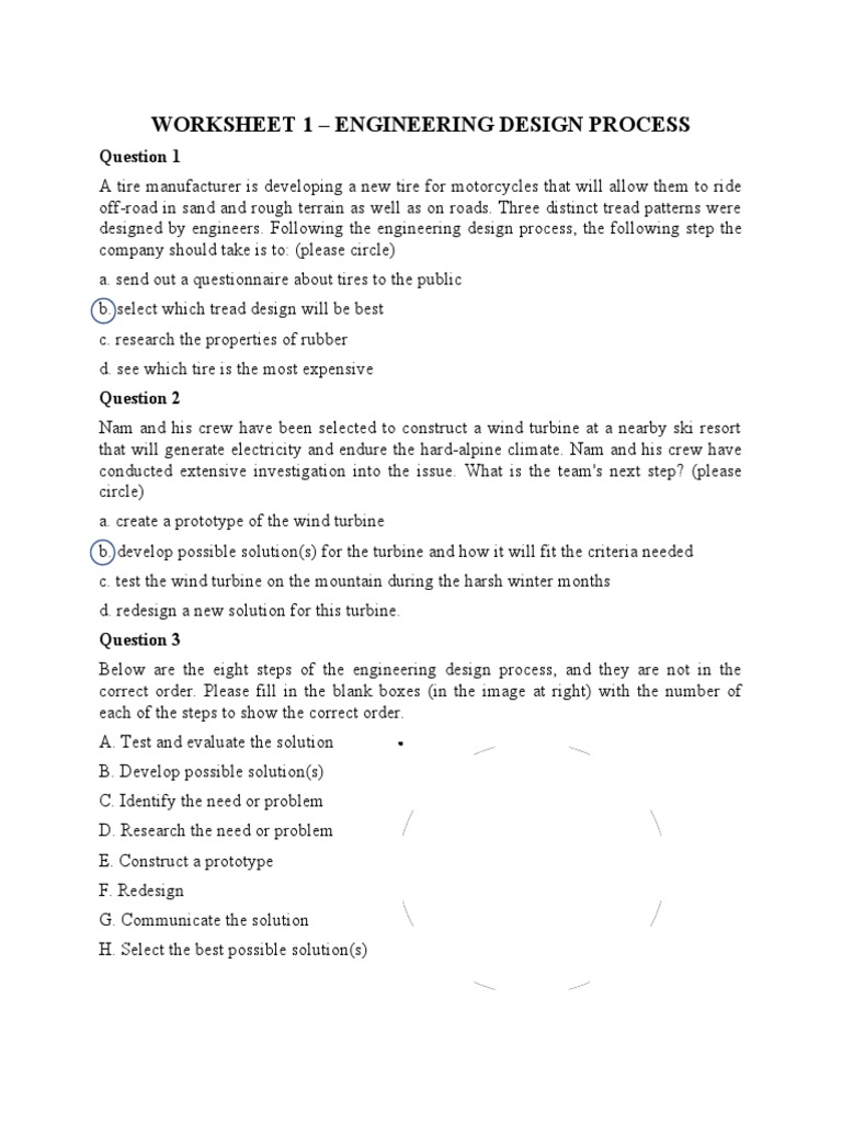 Worksheet 1 - Engineering Design Process: Ste P 1 Ste P 2 Ste P 3 Ste P ...