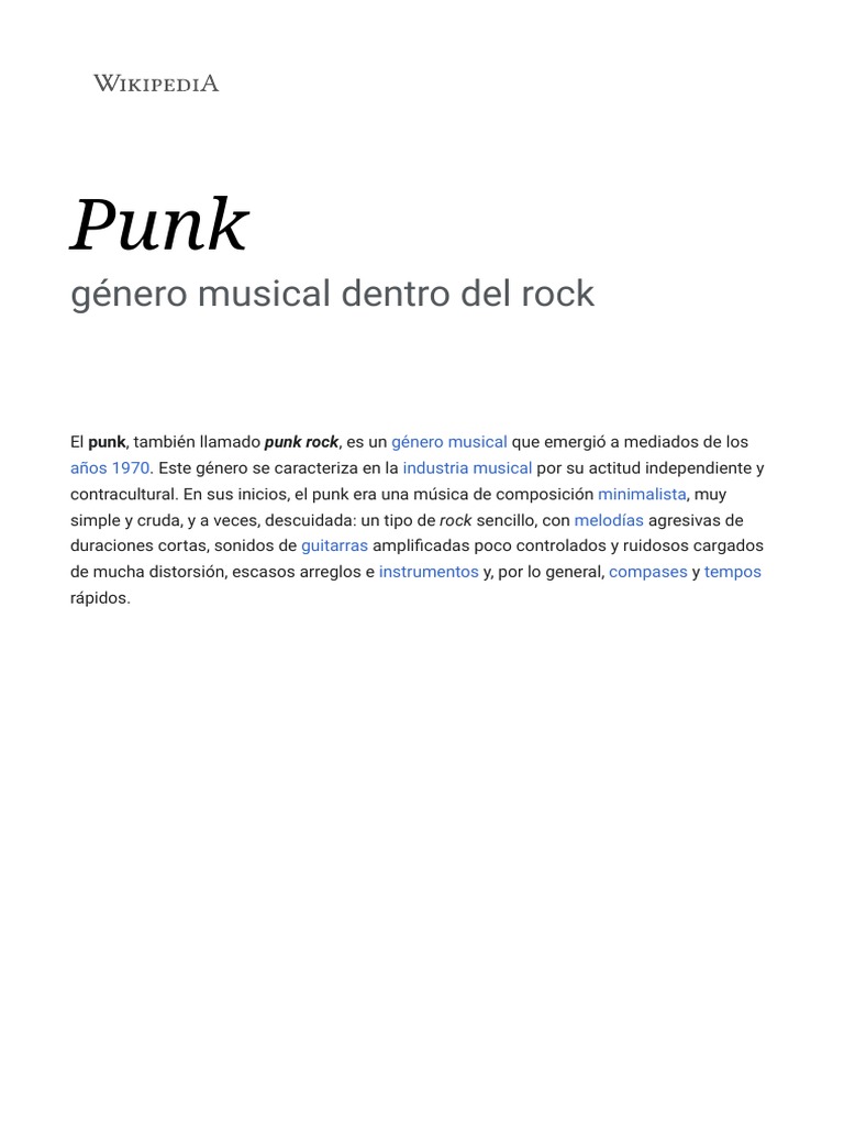 Punk | PDF | Punk rock | Subgéneros musicales