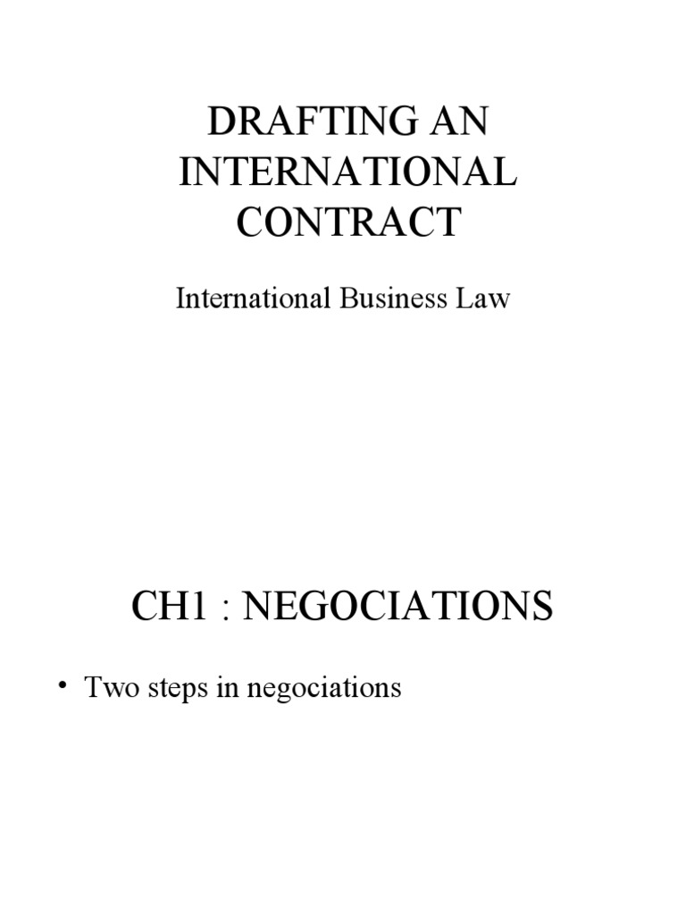 Drafting An International Contract | PDF | Finance & Money Management