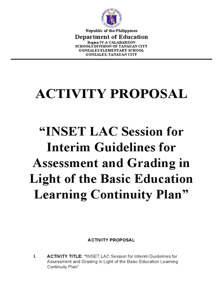 Activity Proposal - Inset | PDF | Learning | Teachers