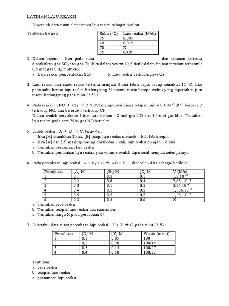 Latihan Laju Reaksi | PDF