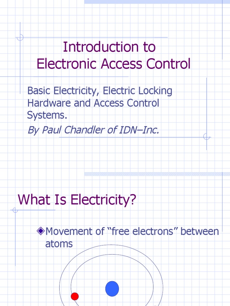 Introduction To Electronic Access Control: Basic Electricity, Electric ...