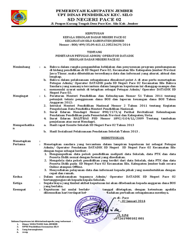 Contoh SK Operator | PDF