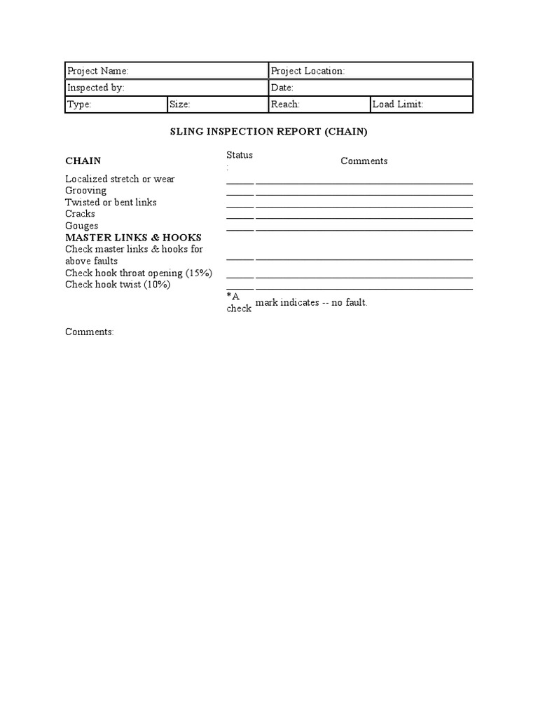 Chain Sling Inspection Report | PDF | Technology & Engineering