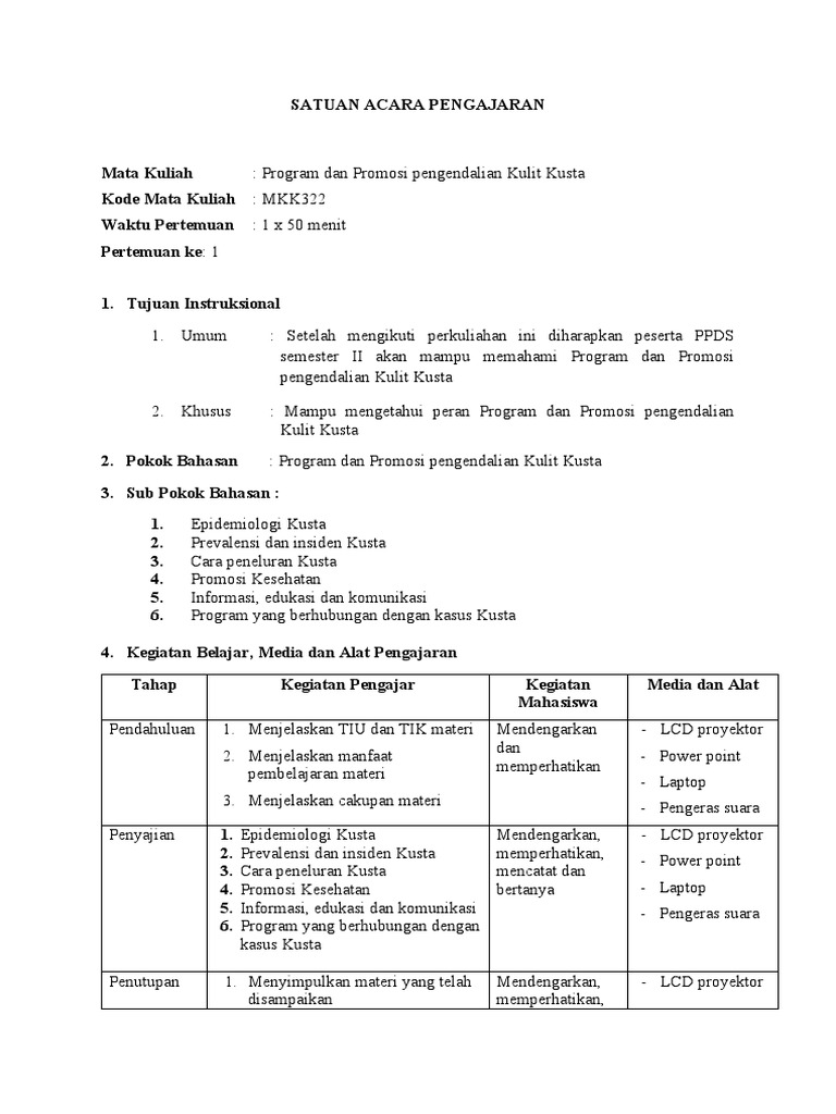 SAP Program Dan Promosi Pengendalian Kulit Kusta | PDF | Sains & Matematika