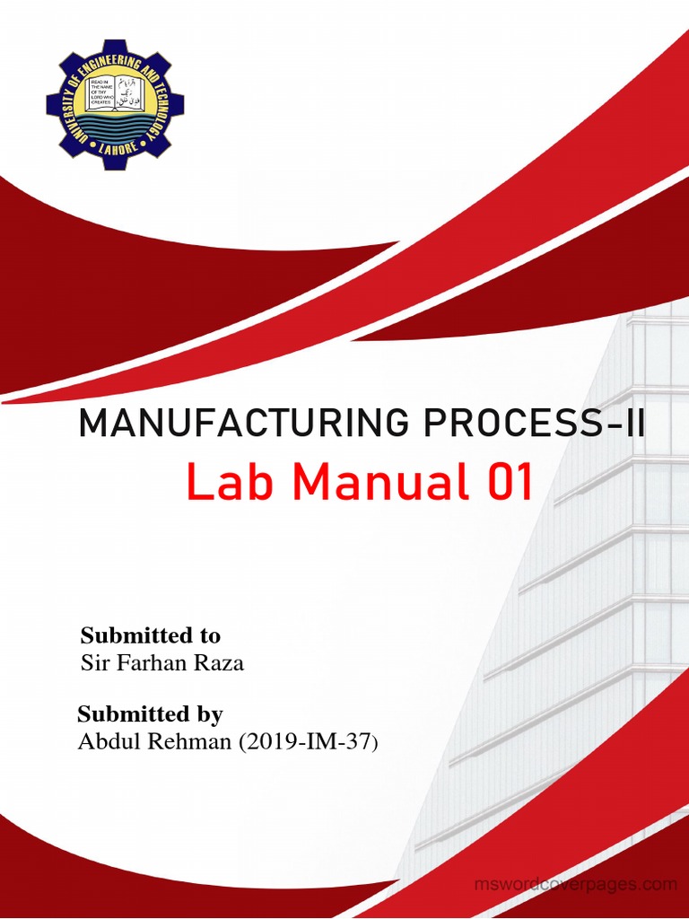 Manufacturing Process-Ii: Lab Manual 01 | PDF | 3 D Printing ...