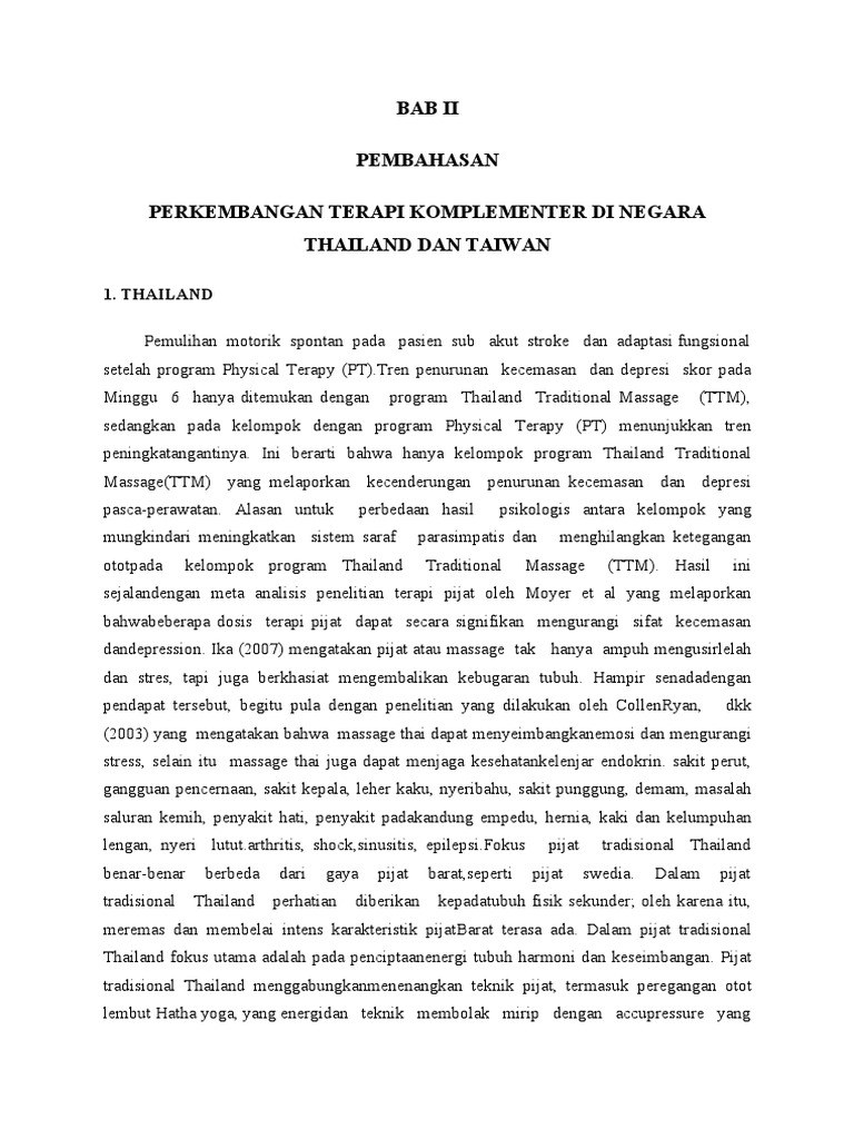 Pembahasan Perkembangan Terapi Komple Di Thailand Dan Taiwan | PDF