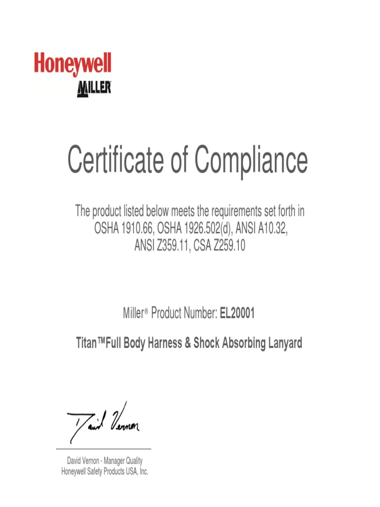 MF Certificates-Of-compliance 650 Certificate | PDF