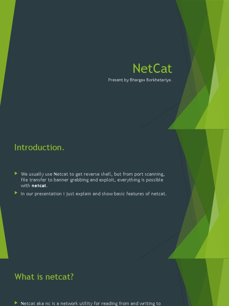 Netcat: Present by Bhargav Borkhatariya | PDF | Port (Computer Networking) | Transmission ...
