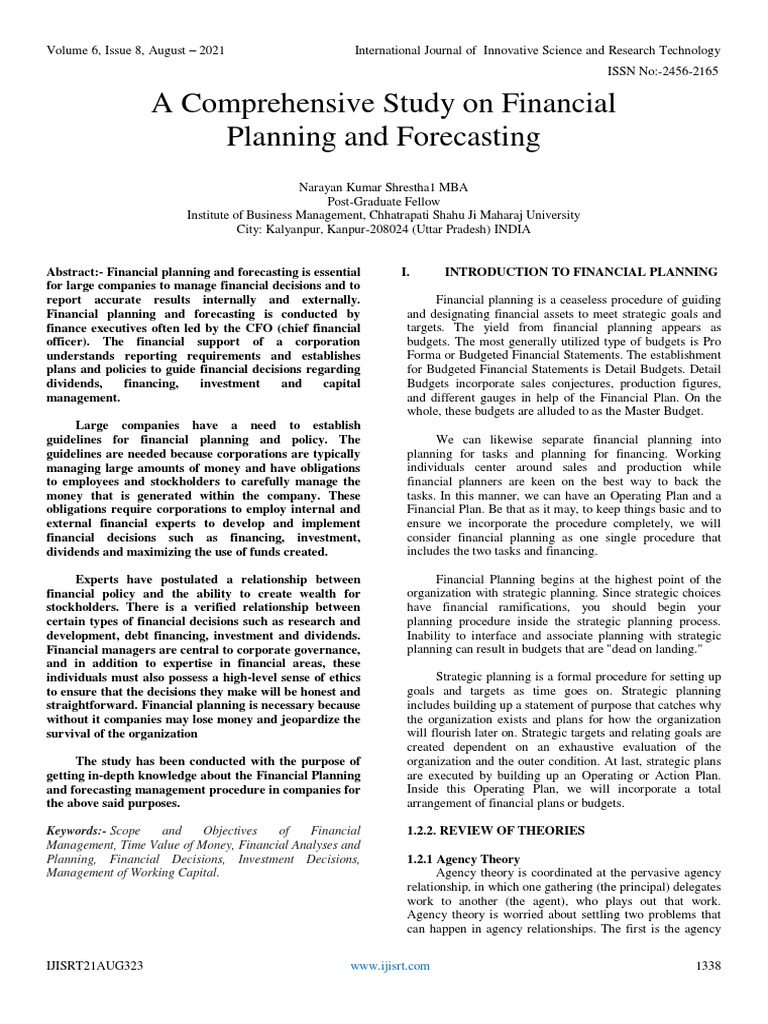 A Comprehensive Study On Financial Planning and Forecasting | PDF | Net ...