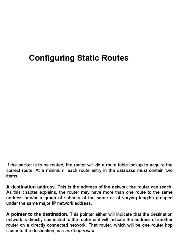 Static Routing | PDF | Router (Computing) | Ip Address