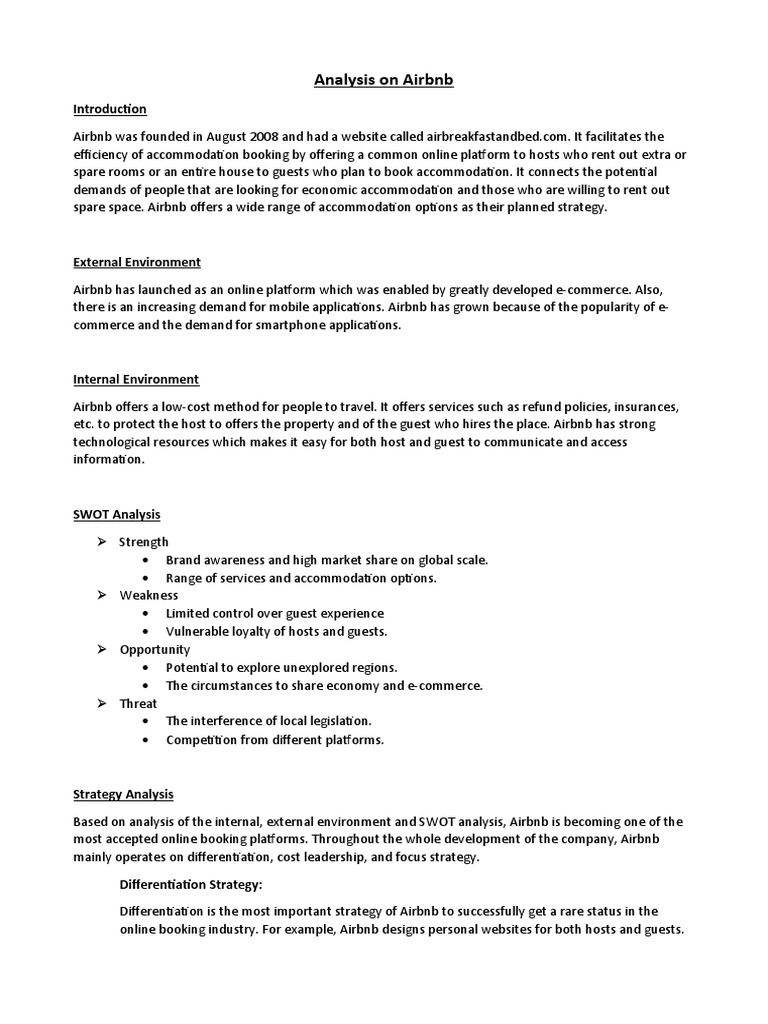 Case Study Airbnb | PDF | Airbnb | Swot Analysis