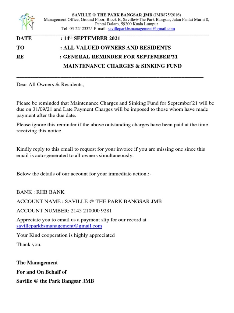 General Reminder September 2021 | PDF