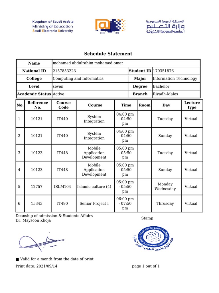 Statements Schedule 1631599587259 | PDF | Computing