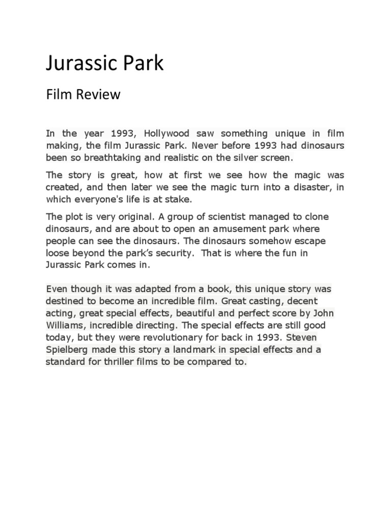 Jurassic Park Review | PDF