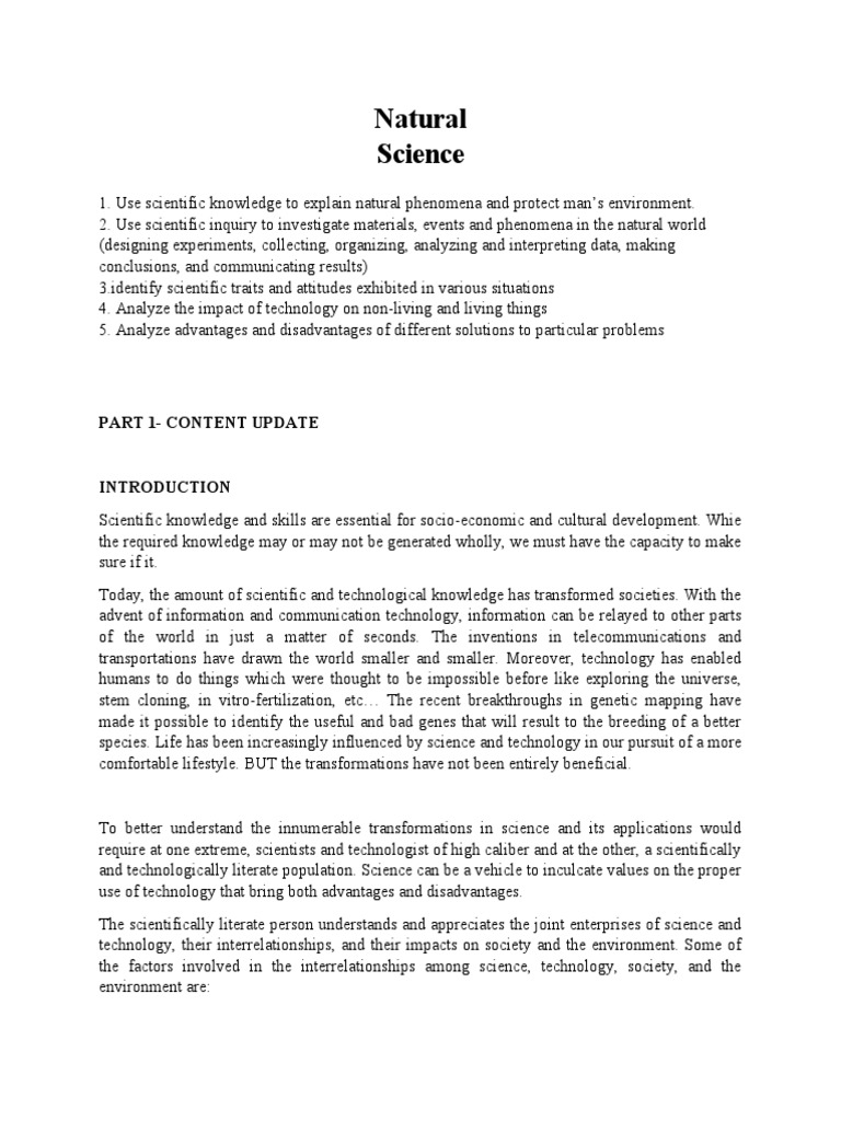 Natural Science: Part 1-Content Update | PDF | Science | Earth