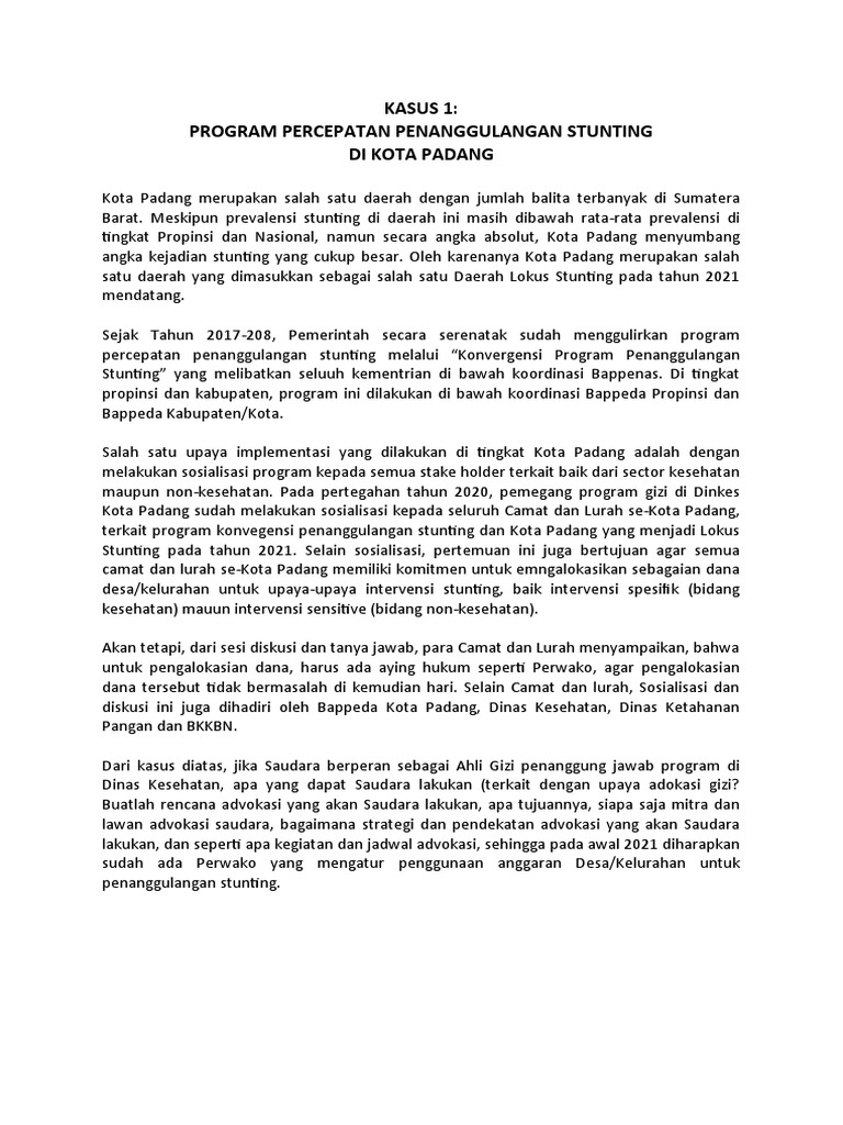 Contoh Kasus Advokasi Gizi | PDF