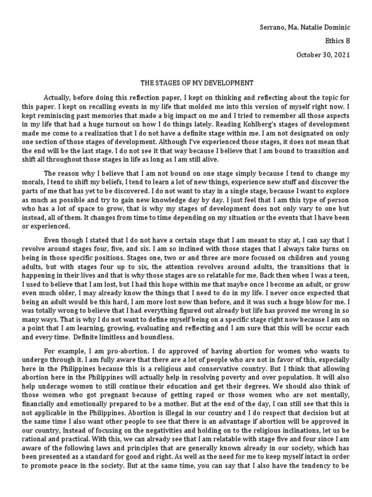 Ethics Reflection Paper | PDF | Mental Health | Truth