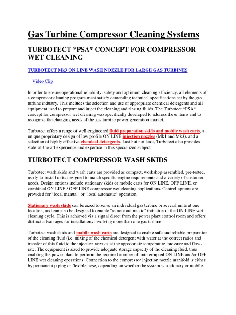 Gas Turbine Compressor Cleaning Systems | PDF | Gas Turbine | Turbine