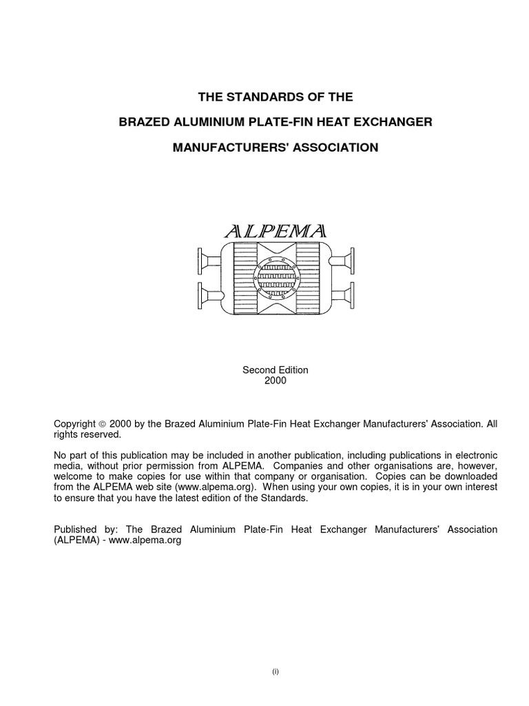 Alpema Standerd For Brazed Aluminium Plate-Fin Heat Exch | Download Free PDF | Heat Exchanger ...