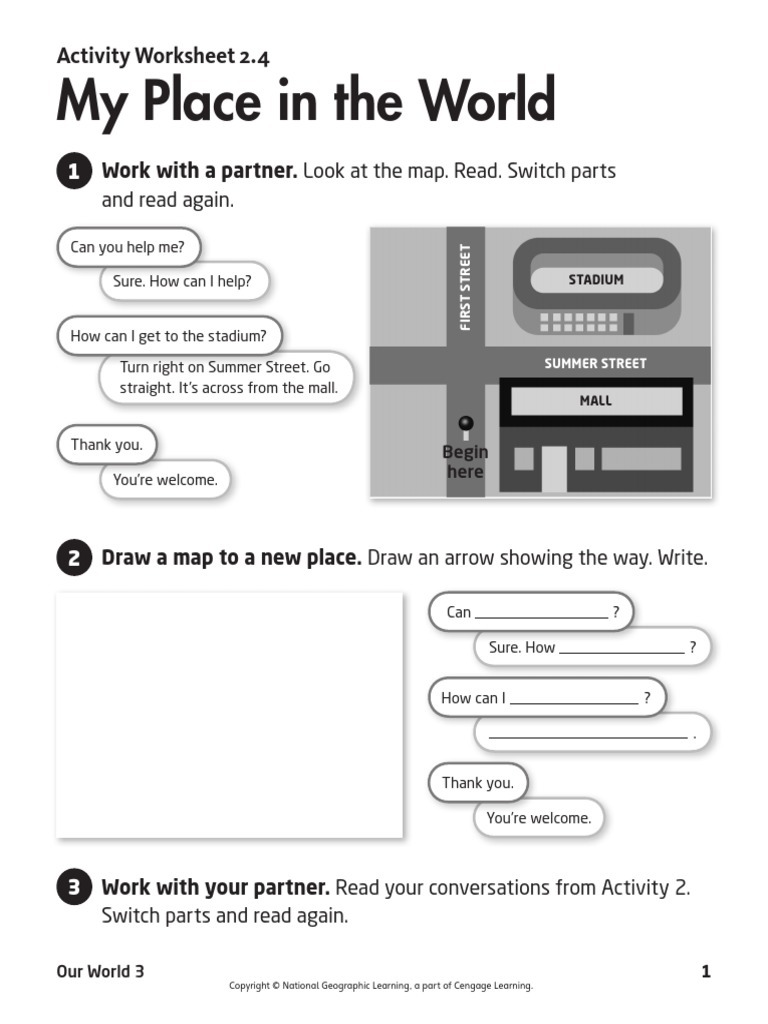 My Place in The World: Work With A Partner. Look at The Map. Read ...