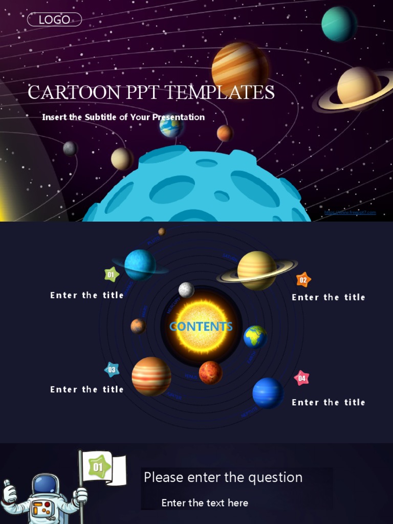 Cartoon Space Theme PowerPoint Templates | PDF | Office Equipment ...