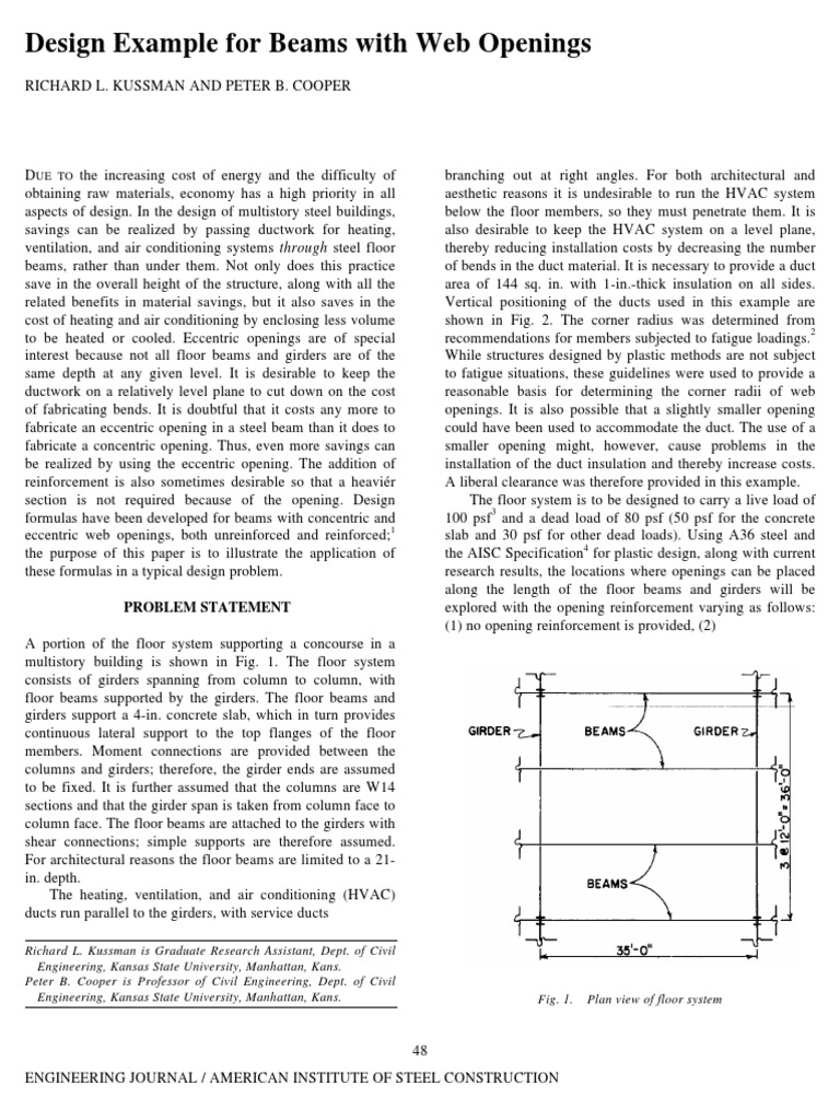 Design Example For Beams With Web Openings: Ue To | PDF | Duct (Flow ...