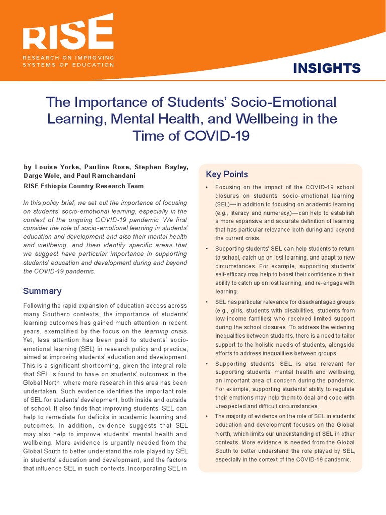 Importance Students Socio Emotional Learning Mental Health Wellbeing ...