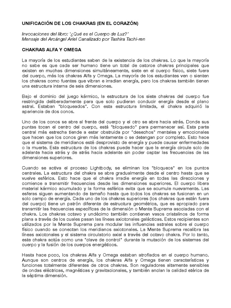 Chakras Alfa y Omega: UNIFICACIÓN DE LOS CHAKRAS | PDF | Olas | Ligero