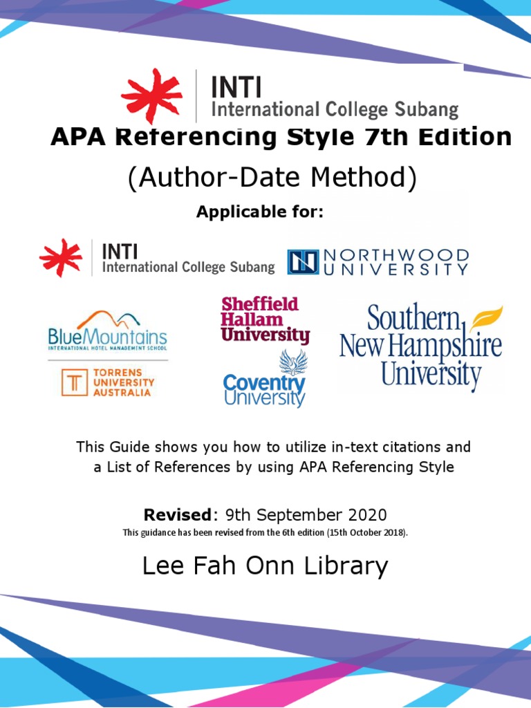 (Author-Date Method) : APA Referencing Style 7th Edition | Download ...
