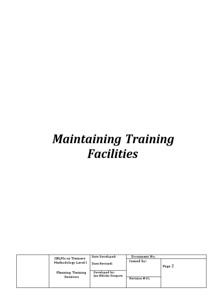 Maintaining Training Facilities | PDF | Quality Management | Learning
